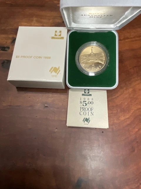 AUSTRALIA 1988 $5 Aluminum Bronze Proof Coin Parliament House RAM EUR ...
