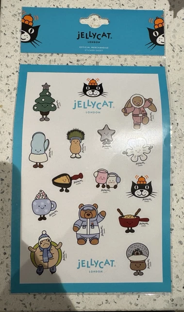 JELLYCAT CHRISTMAS STICKER Sheet inc Ski Suit Bunny and Bart & Ski ...