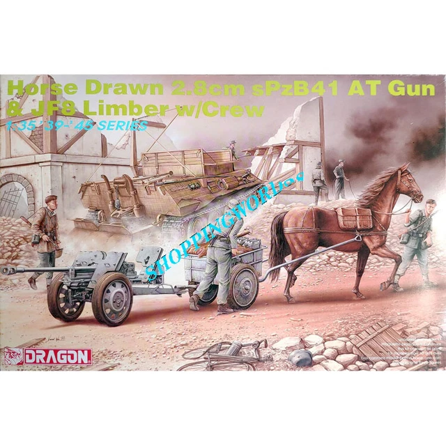 DRAGON 6079 1/35 Horse Drawn 2.8cm sPzB41 AT Gun & JFB Limber W/Crew ...