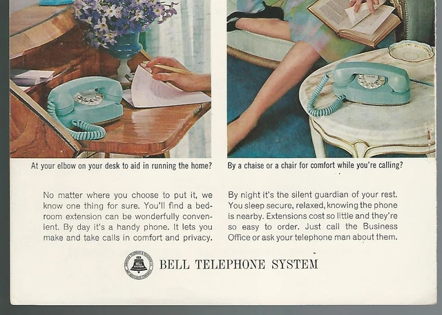 1963 BELL TELEPHONE advertisement, Princess dial phone, red-head lady ...