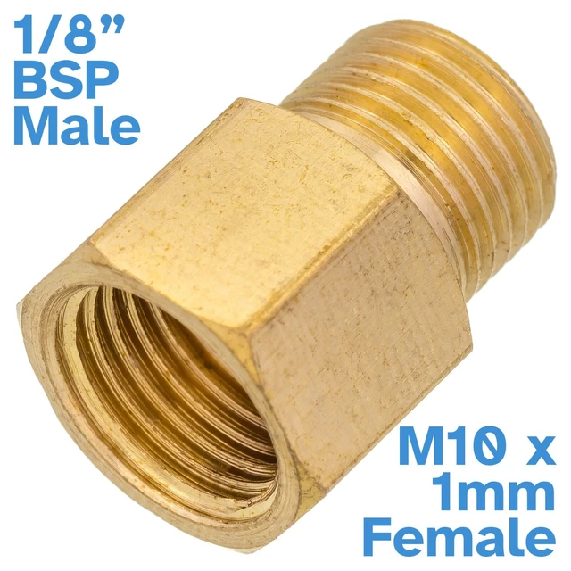 BRASS FEMALE M10 x 1mm To Male 1/8" BSP Pipe Reducer Threaded Adapter Fitting $12.95 - PicClick AU