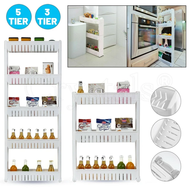 3/5 TIER SLIM Slide Out Kitchen Trolley Rack Holder Storage Shelf ...