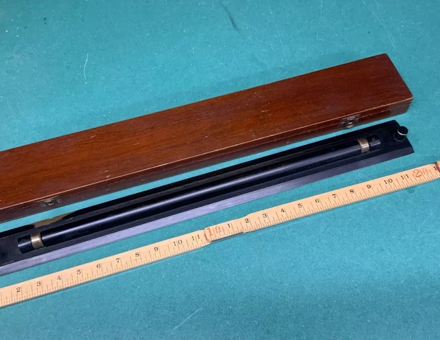 RARE VINTAGE HEAVY BRASS 2ft Long PARALLEL ROLLING RULE IN WOODEN CASE ...
