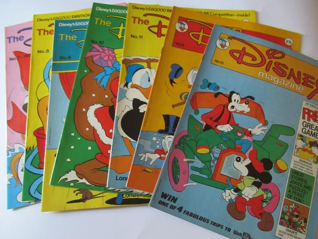 DISNEY MAGAZINE NUMBERS 7-13/Mickey Mouse/Donald Duck/Goofy/Pluto/Walt ...