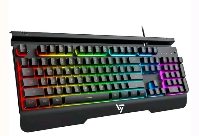 VICTSING PC265A RGB Metallic Base Wired Gaming Keyboard, Backlight High ...