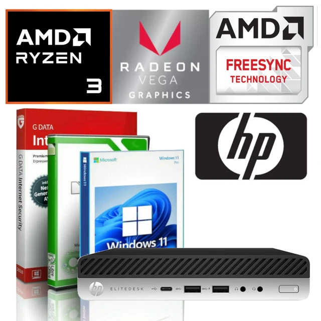HP MINI GAMING PC AMD Ryzen 3 16GB 1000GB SSD Radeon RX Vega Computer ...