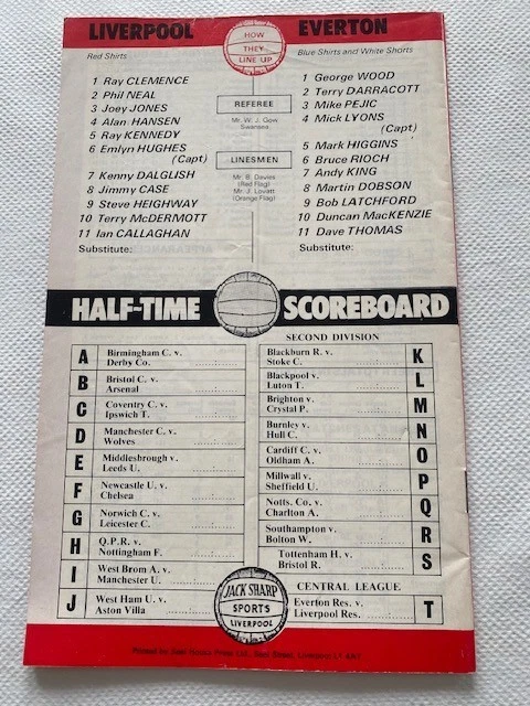 LIVERPOOL V EVERTON Football programme - League Division 1 - 22 Oct ...