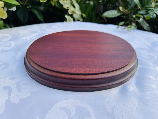 OVAL DISPLAY PLINTH Solid Wood Mahogany Model Trophy Stand Base 20.5cm ...