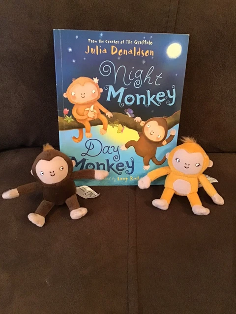 NIGHT MONKEY DAY Monkey Julia Donaldson Book & 2 Plush Soft Toys Brown ...