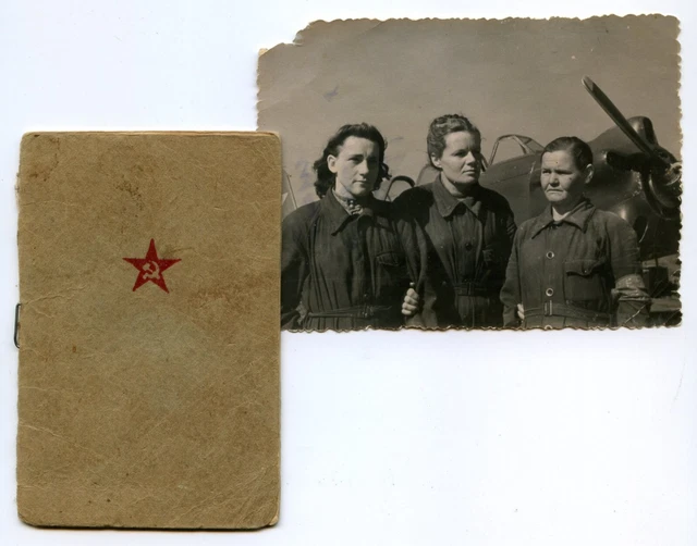 SOVIET RED ARMY WWII Document Soldier's Book + Photo Female Soldier Air ...