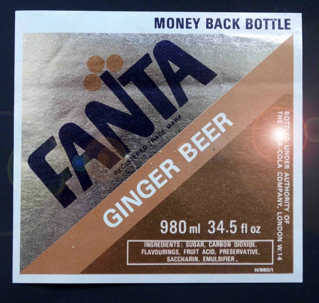 COCA COLA FANTA Ginger Beer label, MBB 980ml UK design £4.99 - PicClick UK