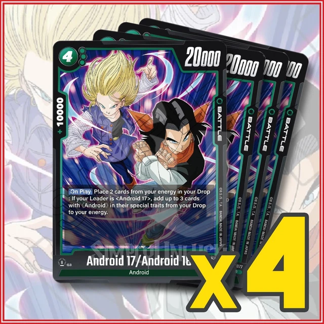 DRAGON BALL SUPER FUSION WORLD : Android 17/Android 18 Blazing Aura FB02-077 R x4 EUR 4,42 ...