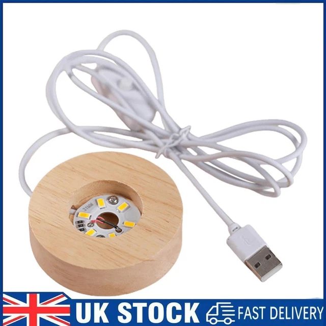 RESIN LAMP DISPLAY Stand Wooden Lighted Display Base for Crystal Glass ...