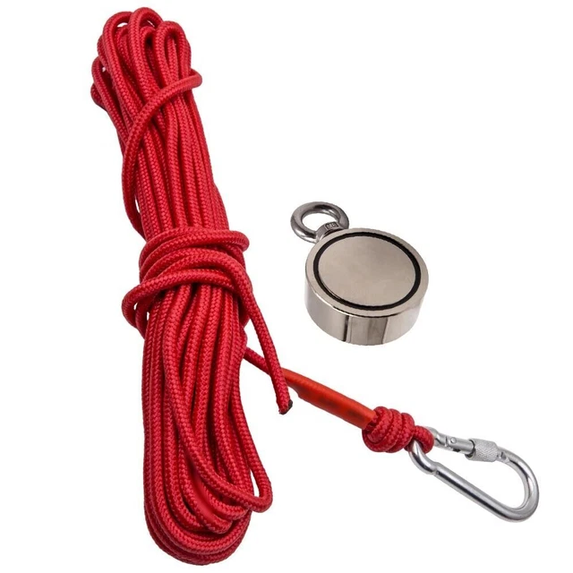 120-KG BIG STRONG Double Sided Neodymium Magnet Fishing & 10m Rope Set ...