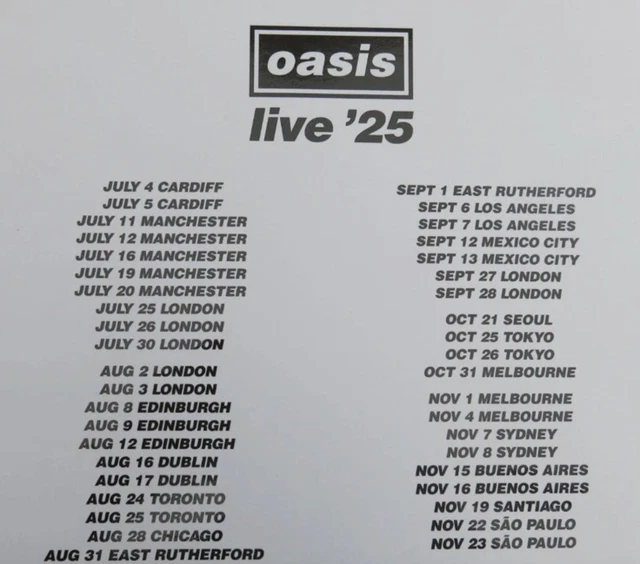 OASIS LIVE 25 Official World Tour Programme - Official Merch - Brand ...