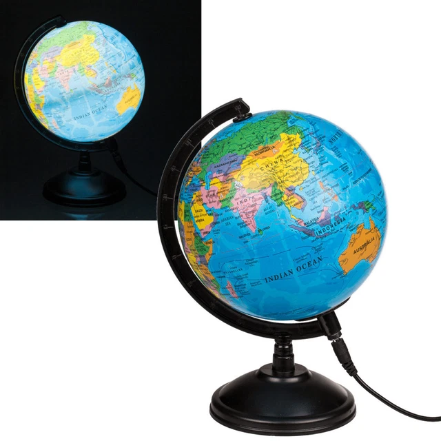 GLOBUS BELEUCHTET MIT LED USB Anschluss ca. 15,5 cm Deko Schreibtisch ...