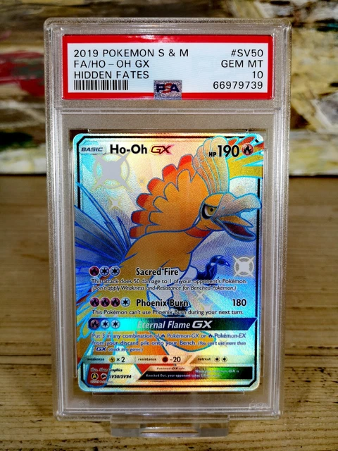 HO-OH GX POKEMON Card PSA 10. Hidden Fates Full Art SV50/SV94 GEM MINT ...