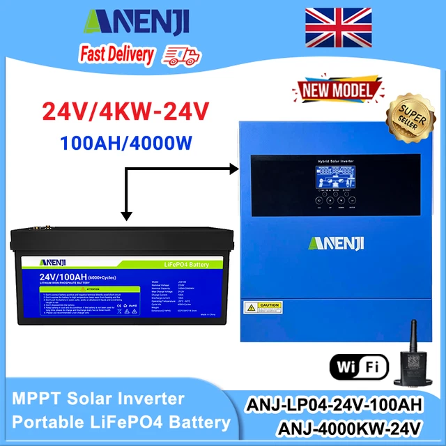 4000 W ONDULEUR solaire hybride hors réseau MPPT 100A 500V + 24V 100AH ...
