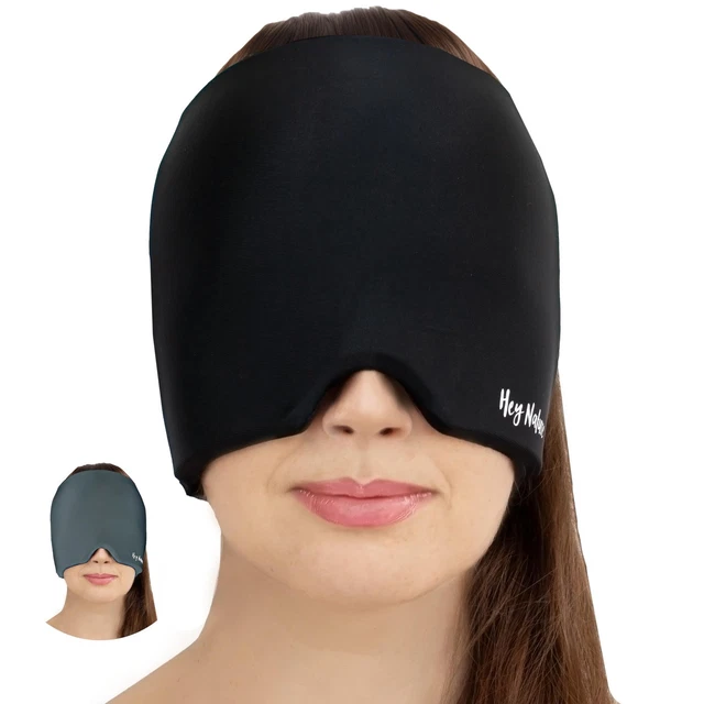 BLACK MIGRAINE RELIEF Cap, Cooling Sleep Mask. Quick, Natural £18.39 ...