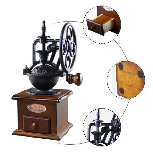 VINTAGE MANUAL COFFEE Grinder Wheel Design Coffee Bean Hand Mill ...