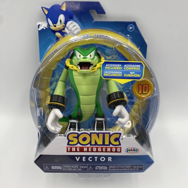 SONIC THE HEDGEHOG Vector Crocodile 4 Inch Toy Figure with Super Ring ...