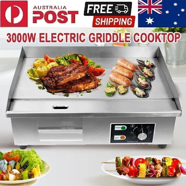 ELECTRIC GRIDDLE GRILL BBQ 3000W Hot Plate Commercial Stainless Steel ...