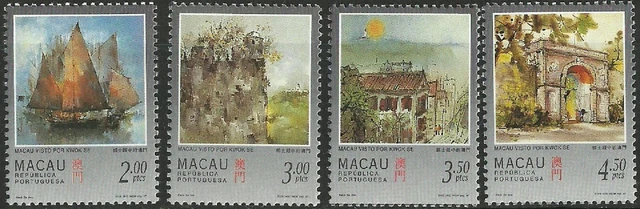 MACAU STAMPS: 1997 Paintings of Macao by Kwok Se. (4) + Souvenir Sheet ...