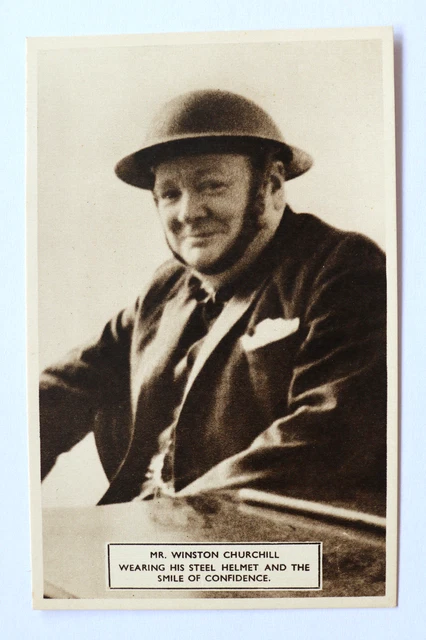 WINSTON CHURCHILL POSTCARD, Wearing His Tin Hat, WW2 Photochrom. EUR 3 ...