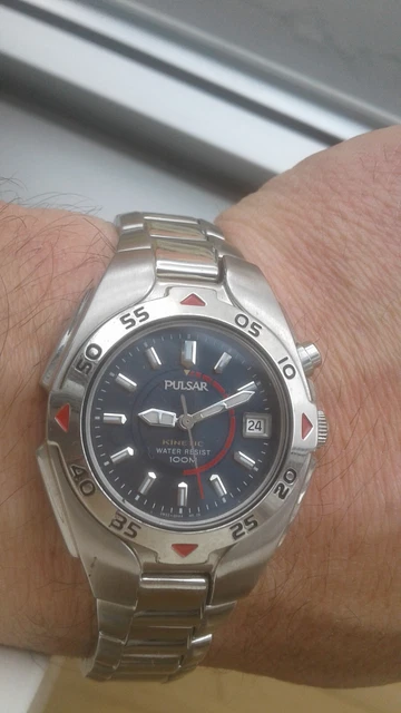PULSAR SEIKO KINETIC 3M22-0E50 100 m W.R. WATCH MONTRE VINTAGE UHR ...