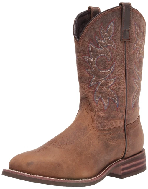 MEN'S 11IN COWBOY Square Toe Western Boots Oil Tumbled Leather - Brown ...