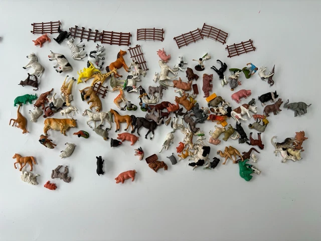 VINTAGE FARM ANIMALS 70s 8os Toy farmyard safari figures Britains ...