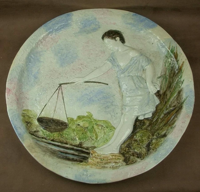 TRES IMPORTANT PLAT EN CERAMIQUE DU XIXe SIGNE MAX CLAUDET DATE 1881 ...