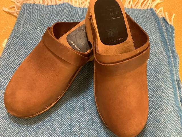 MOSHULU LIGHT BROWN Wooden Clogs. Nubuck Leather. Made In Sweden. Size ...
