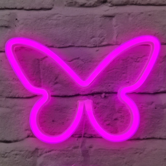 BUTTERFLY SHAPED PINK Neon Light - Battery or USB Operated £6.52 ...