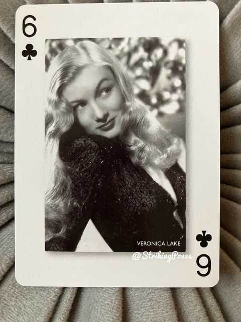PLAYING CARD SINGLE swap film star actress VERONICA LAKE clubs repro 922 1940s EUR 4,06 ...