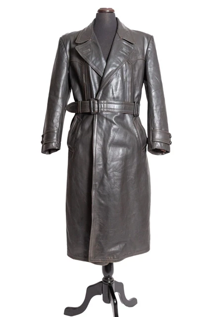 VINTAGE WW2 GERMAN Horsehide Leather Officers Trench Coat Size 42R ...