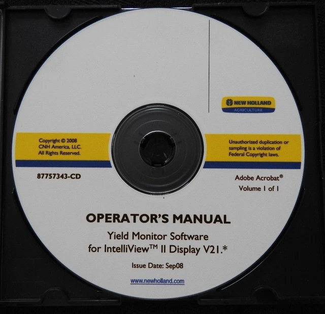 GENUINE NEW HOLLAND Yield Monitor Software For Intelliview Ii Operators ...