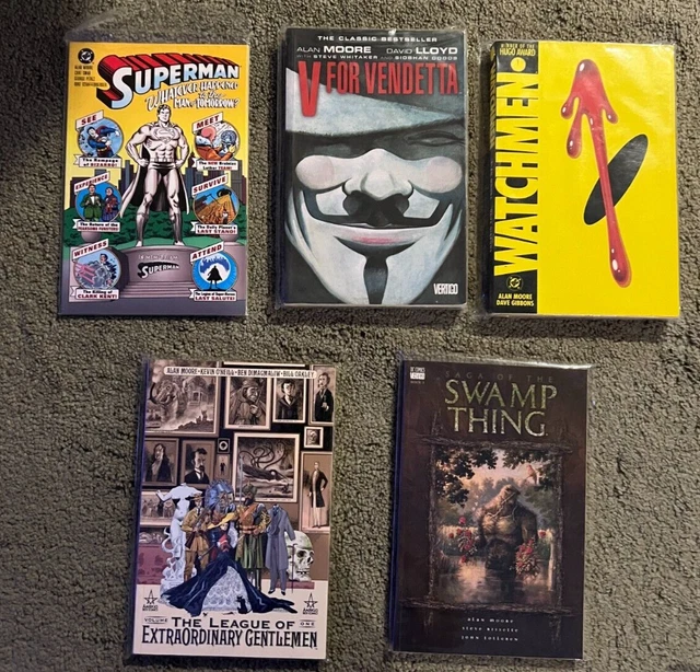 ALAN MOORE GRAPHIC Novels/tpb lot Watchmen/V For Vendetta/Superman ...
