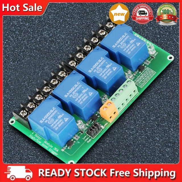 4 CHANNEL RELAY Module 30A 5V 12V 24V for PLC Automation Control (4 ...