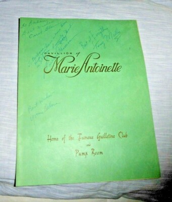 VINTAGE MENU PAVILLION OF MARIE ANTOINETTE GUILLOTINE CLUB FORT ...