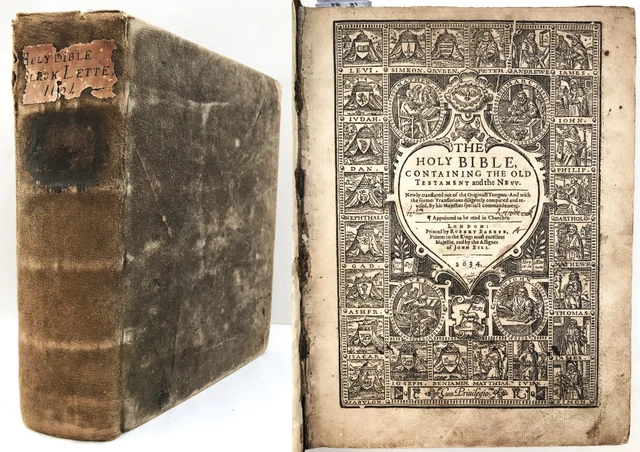 1634 HOLY BIBLE Barker King James Old New Testaments Apocrypha Psalms £ ...
