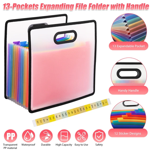 EXPANDING FILE FOLDER 13 Pockets Document Organizer for A4 Letter Size ...