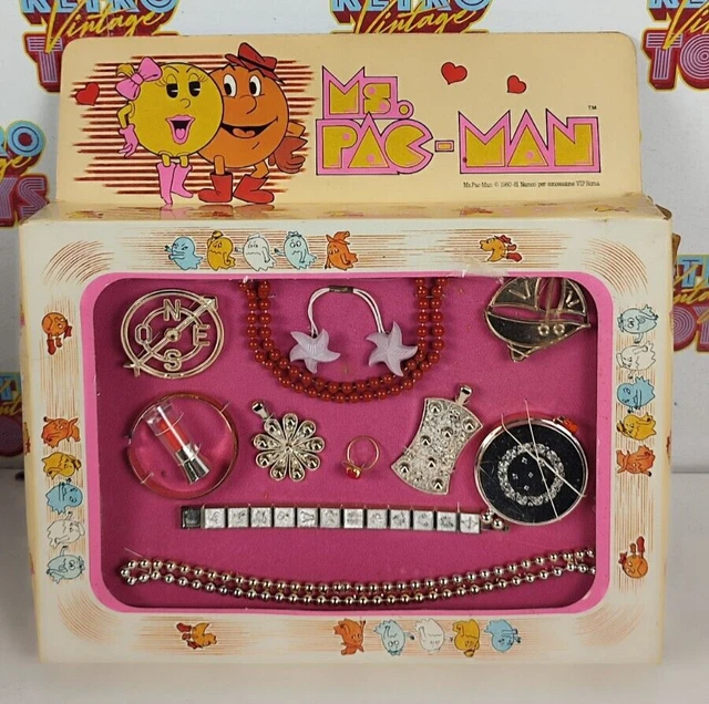 MISS MS. PAC-MAN Pacman Beauty Set 1981 Namco Gioielli Bigiotteria ...