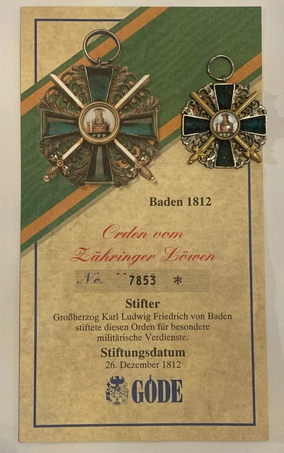 MEDAGLIA - GÖDE Abzeichen Auszeichnung Orden vom Zähringer Löwen Baden ...