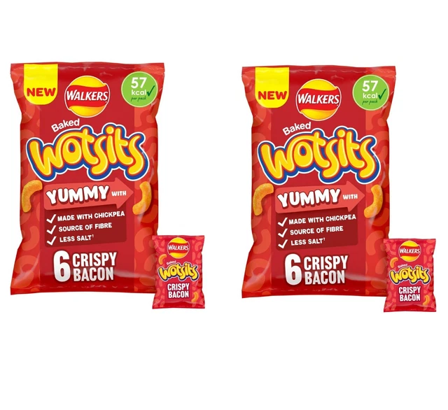 WALKERS WOTSITS CRISPY Bacon Multipack Snacks Crisps 6 x 12g $9.33 ...