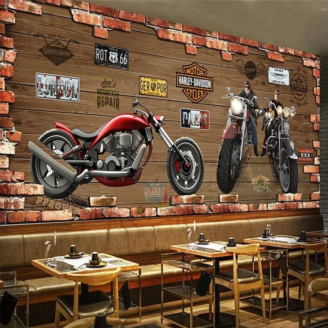 Papier Peint 3d Harley Davidson Revetement Mural Haute Qualite Eur 27