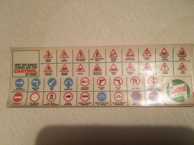 NOS 1960S CASTROL windscreen decal (new road sign) BMC MINI /FORD ...