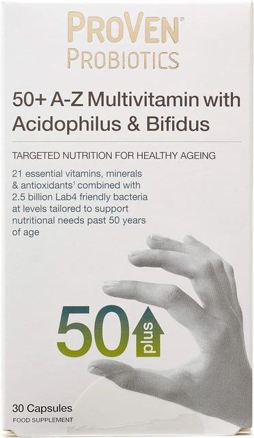 PROVEN PROBIOTICS 50+ A-Z Multivitamins and Bifidus Capsules - Pack of ...