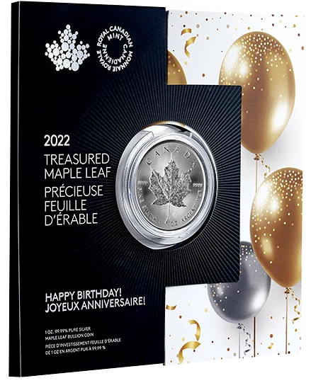 2022 CANADA MAPLE Leaf Happy Birthday Pure Silver $5 Coin Mint Case $78 ...