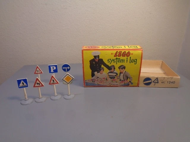 LEGO MURSTEN DENMARK VINTAGE 1950'S ROAD SIGNS SET No 1240 ULTRA RARE ...
